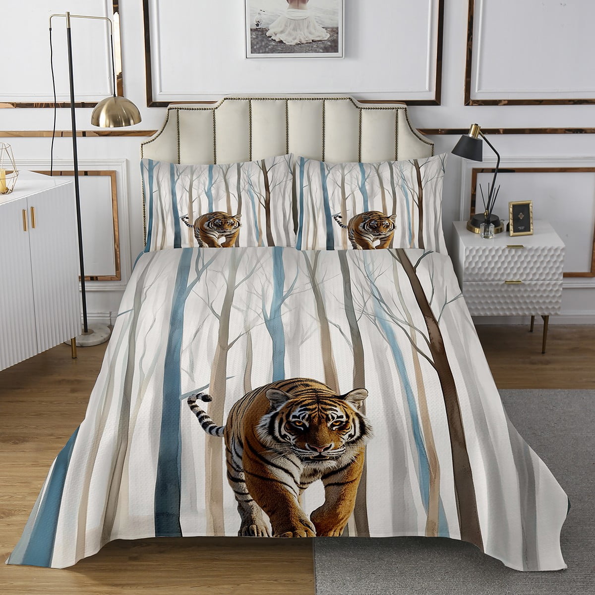 Erosebridal Tiger Print Quilt Sets for Twin Size Bed, Black Bed Set ...