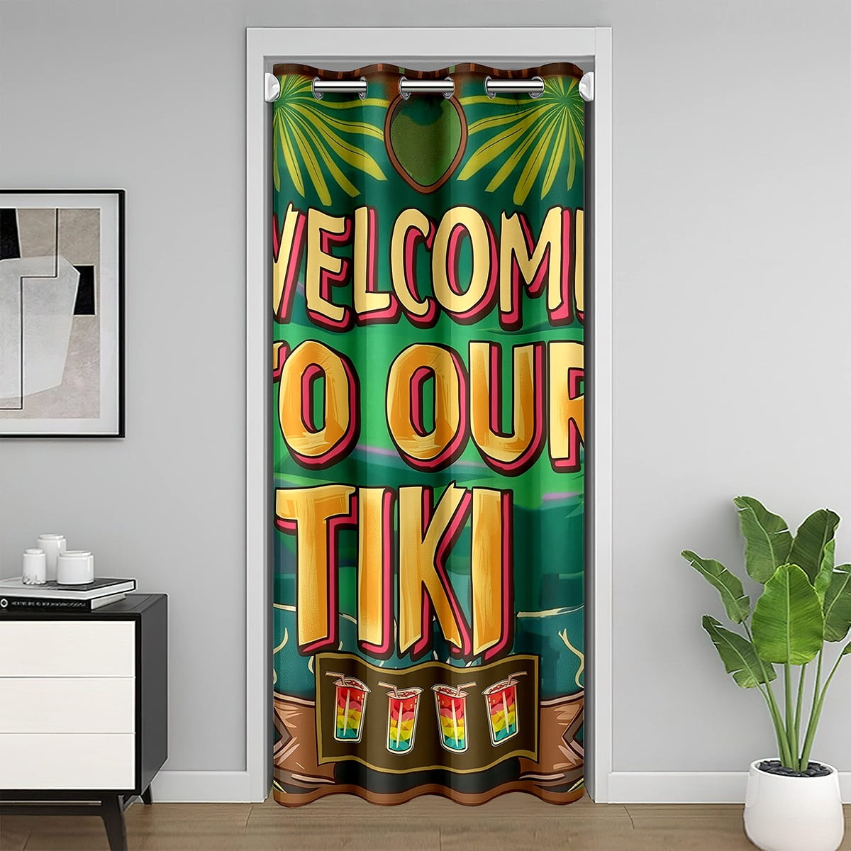 Erosebridal Tiki Pattern Door Curtain Panel 80"x42",Happy Hawaiian ...