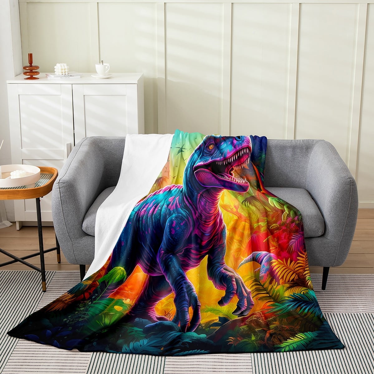 Erosebridal Dinosaur Throw Blanket 40x50 Inch Watercolor Dino Fleece ...