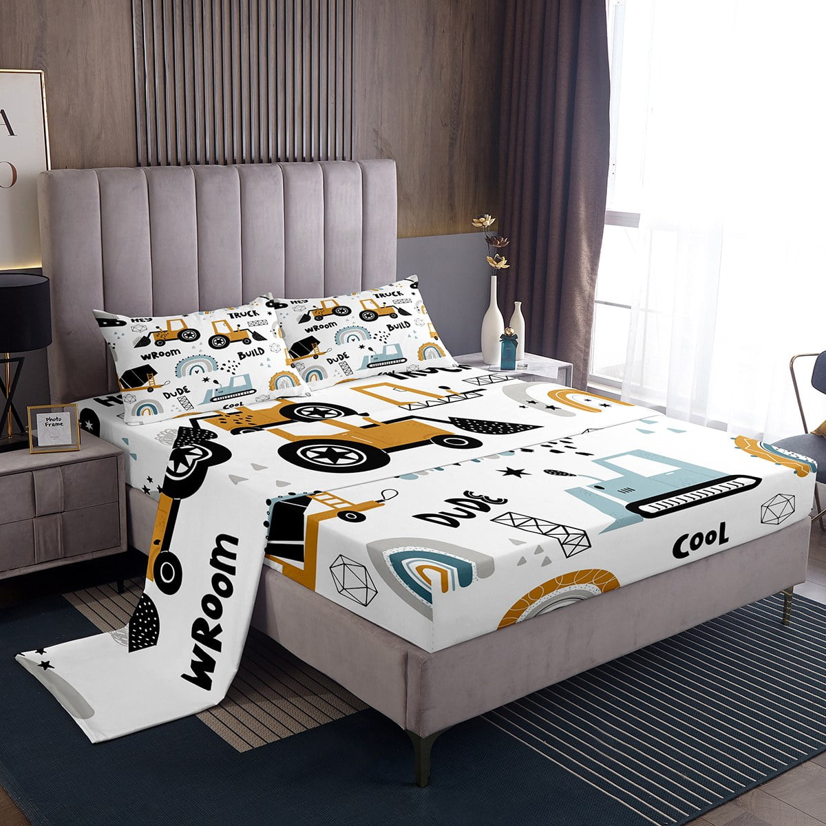 Erosebridal Tractor Bed Sheets Set Bed Cartoon Truck Full Size Sheet ...