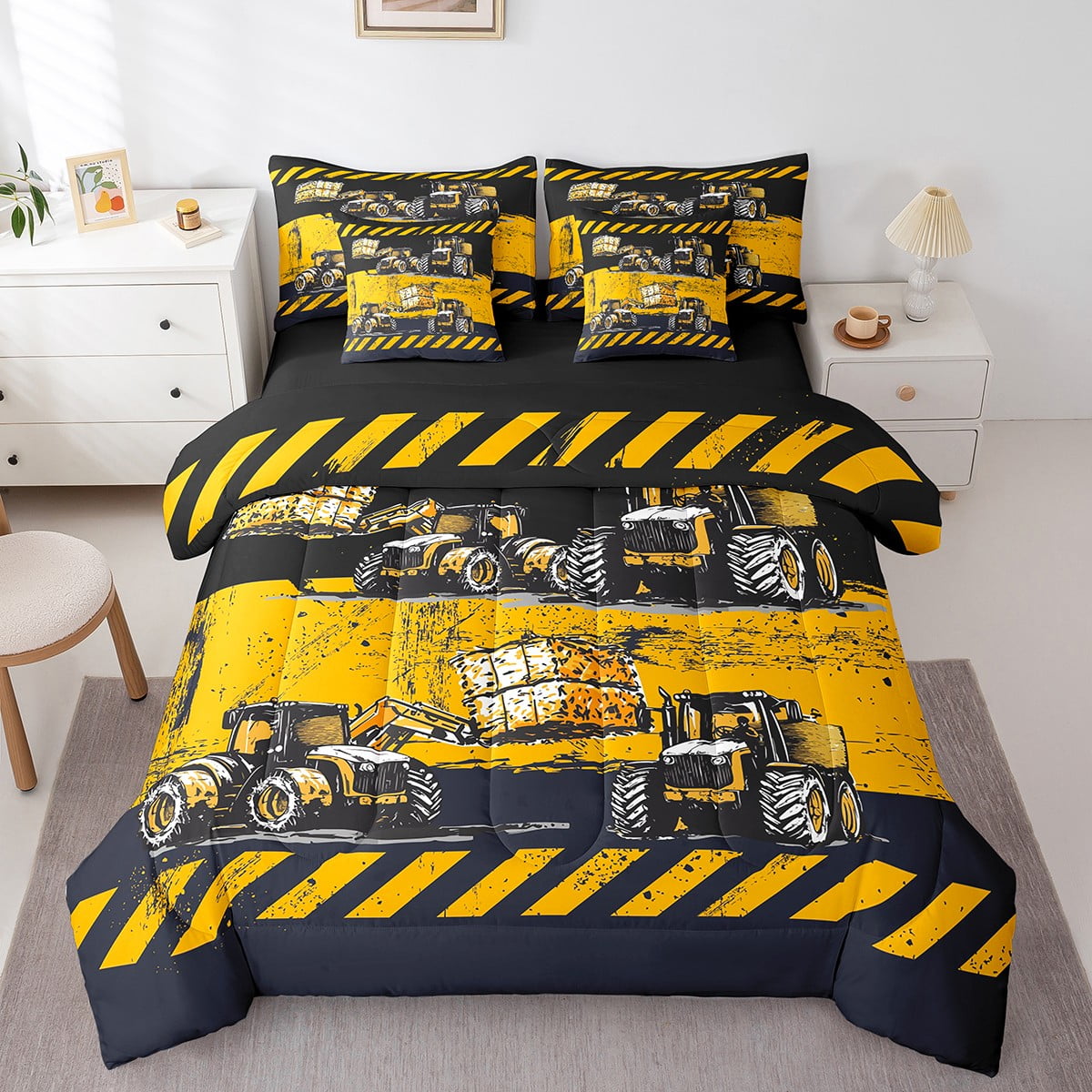 Erosebridal Tractor Bedding Sets Twin Size for Teena, Cartoon Excavator ...