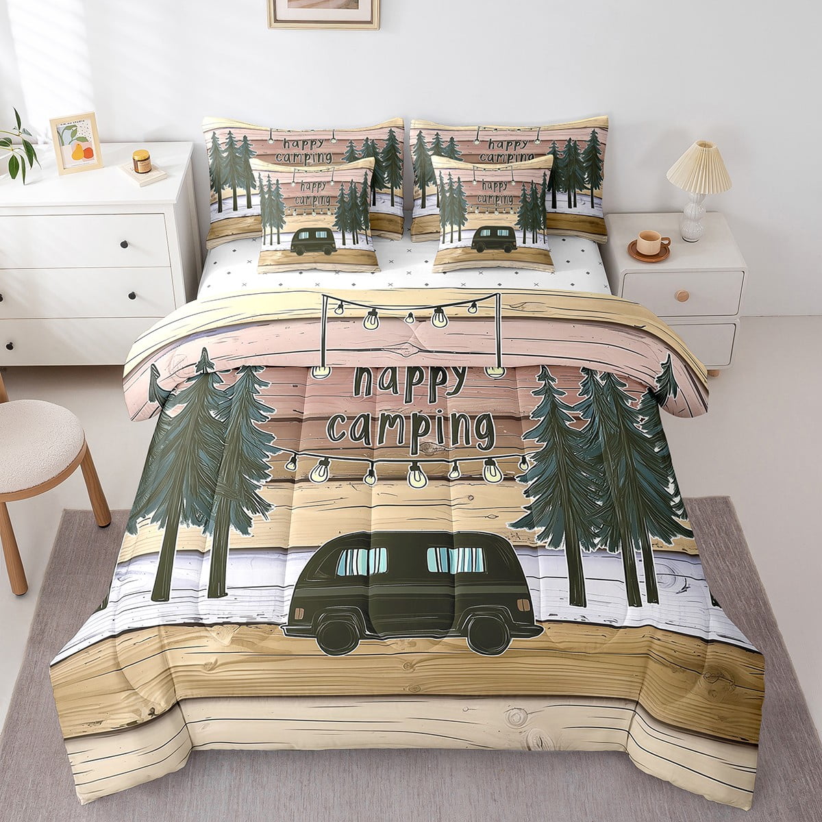 Erosebridal Travel Car Comforter Sets Queen Size, Rustic Adventure ...