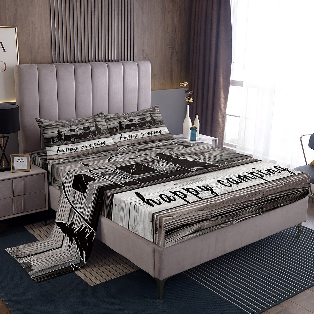 Erosebridal Travel Car Queen Sheet Sets, Rustic Adventure Bedding Queen ...