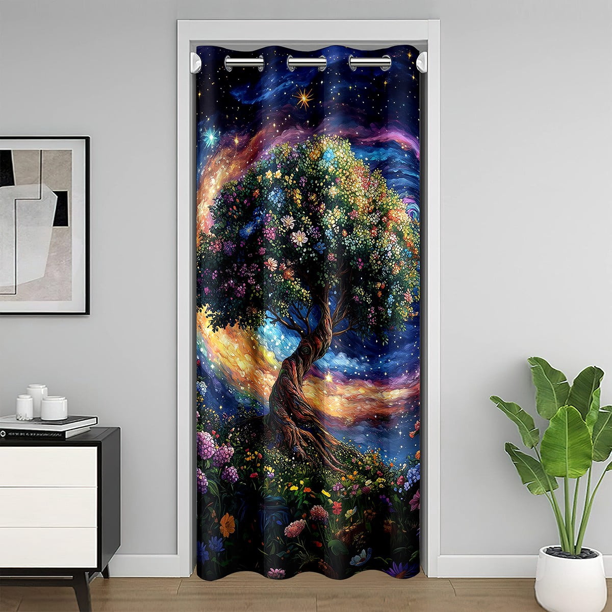 Erosebridal Tree of Life Door Curtain Panel 80"x42",Starry Sky Room ...