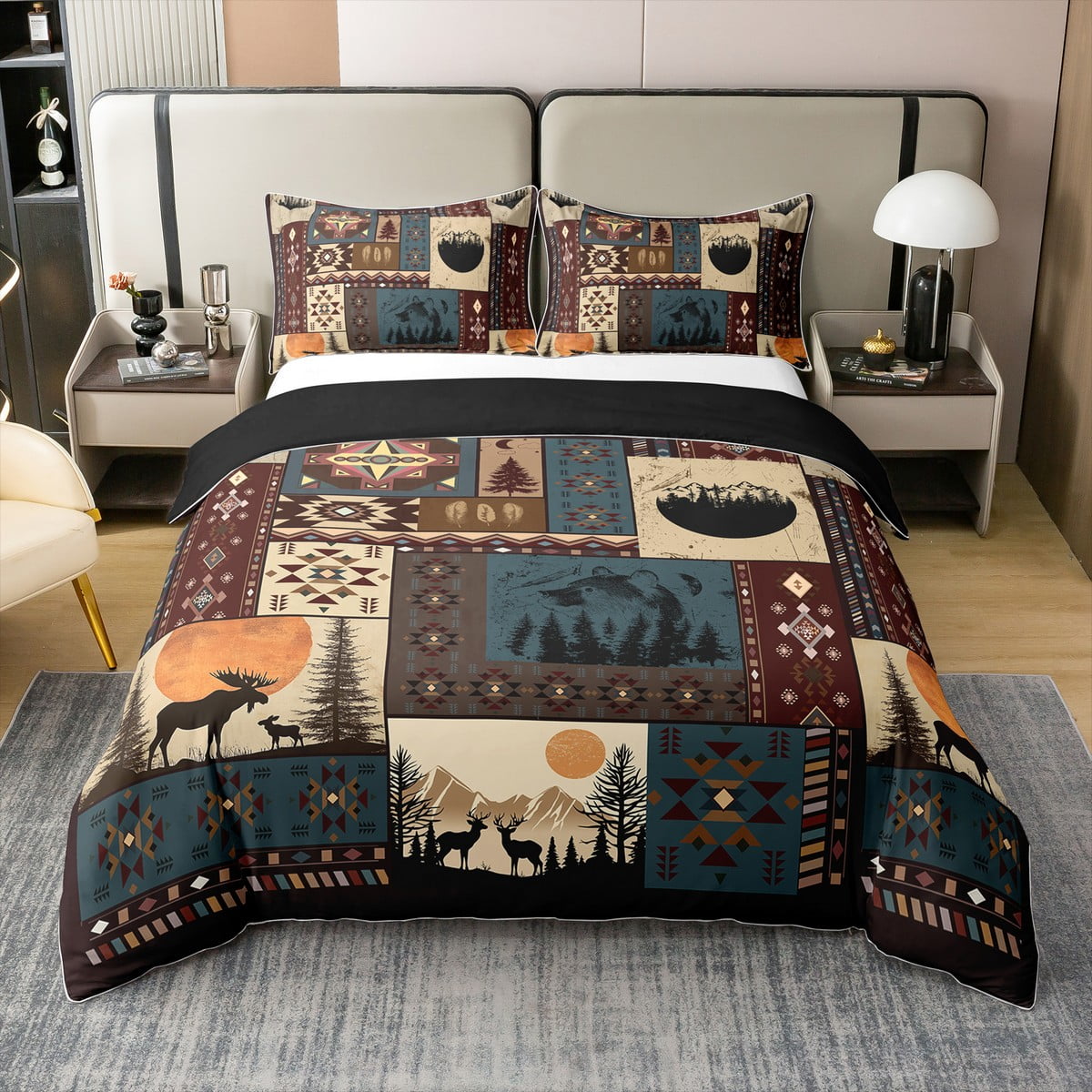 Erosebridal Tribal Aztec 100% Cotton Duvet Cover Full Size, Rustic Elk ...