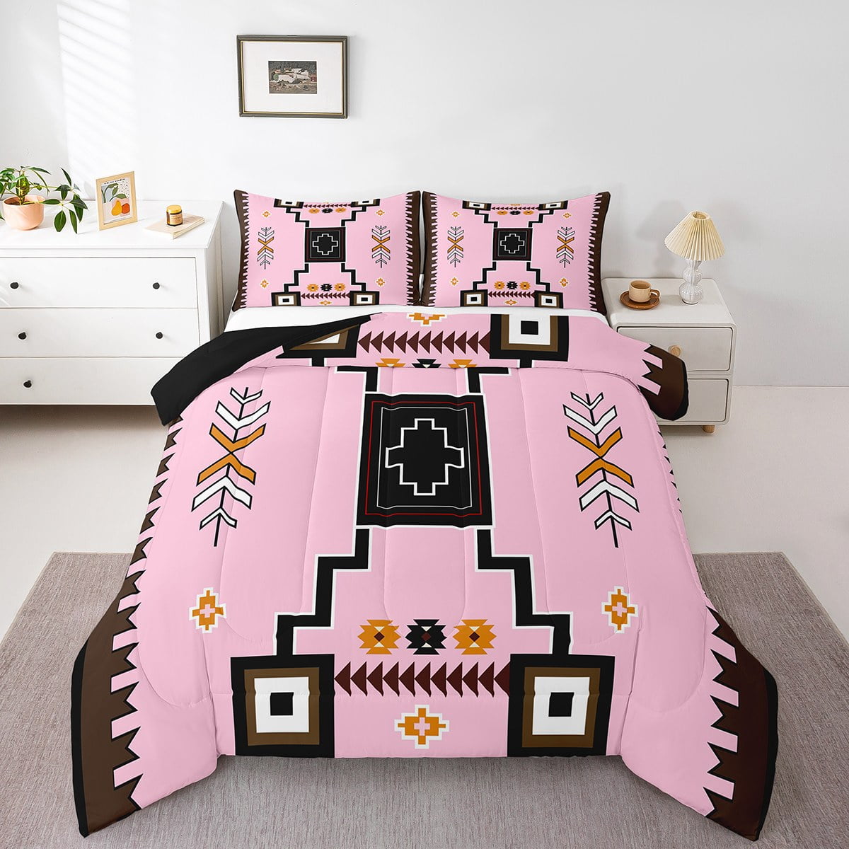Erosebridal Tribal Aztec Bedding Twin Comforter Set,Black Pink Down ...