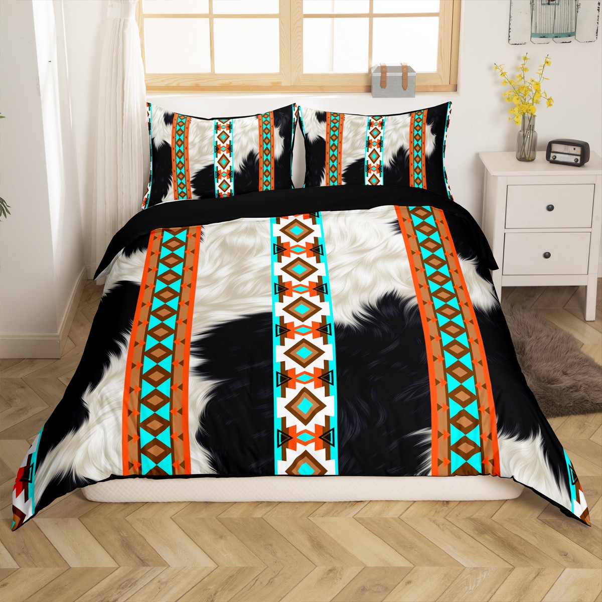 Erosebridal Tribal Aztec Comforter Cover Queen, Cow Print Duvet Cover ...