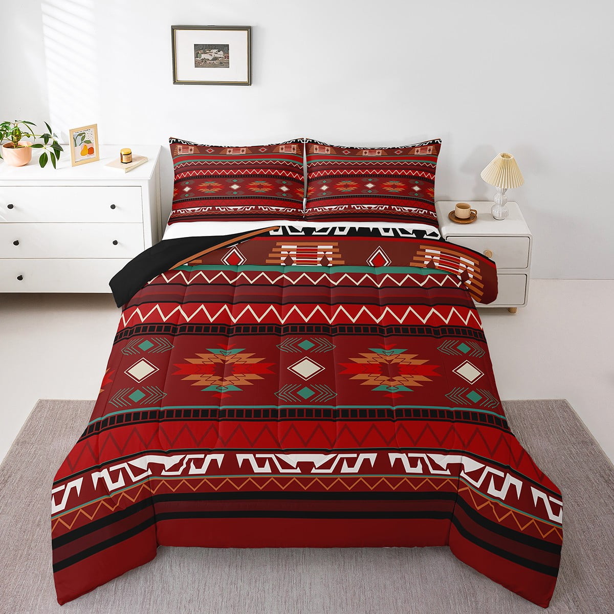 Erosebridal Tribal Aztec Comforter Sets Queen Size,Bohemian Boho ...