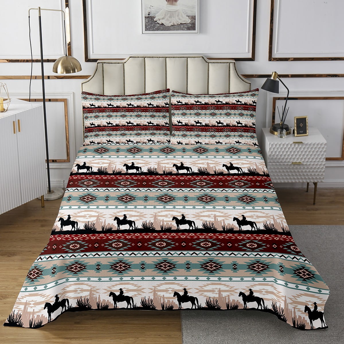Erosebridal Tribal Aztec Coverlet Set Twin, Western Cowboy Cowgirl ...