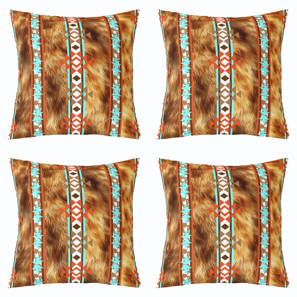 Erosebridal Tribal Aztec Cushion Covers for Sofa Set of 4, Cow Print ...