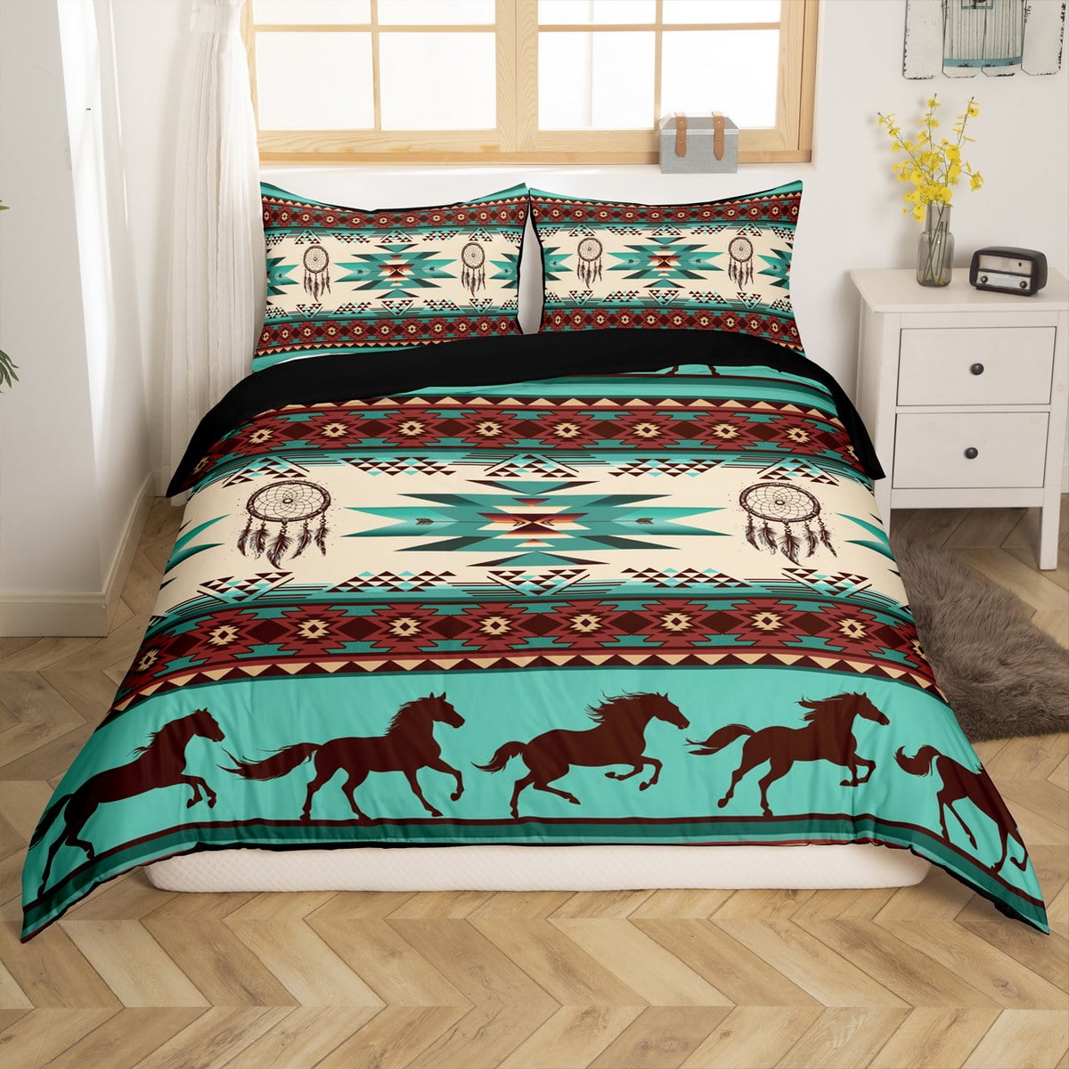 Erosebridal Tribal Aztec Duvet Cover Full, Horse Print Bedding Sets ...