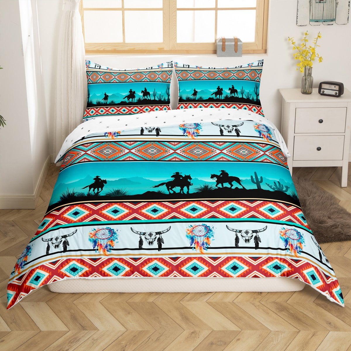 Erosebridal Tribal Cowboy Comforter Cover King, Western Animal Bedding ...
