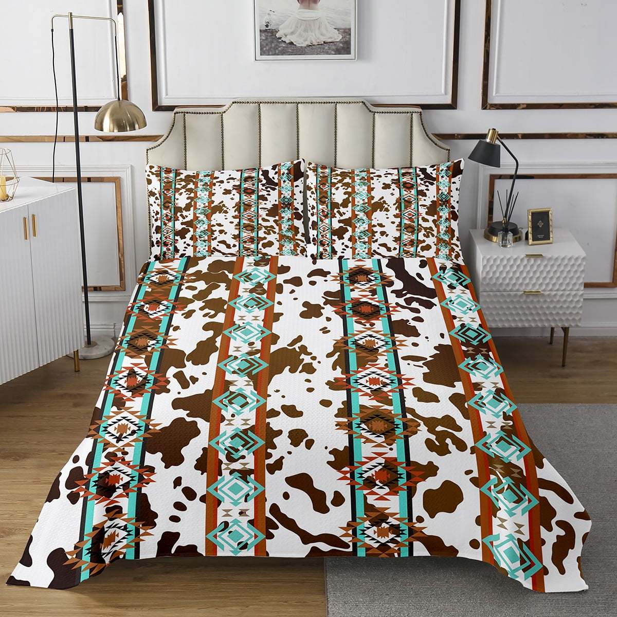 Erosebridal Tribal Geometric Coverlet Set King, Rustic Aztec Bed Set ...