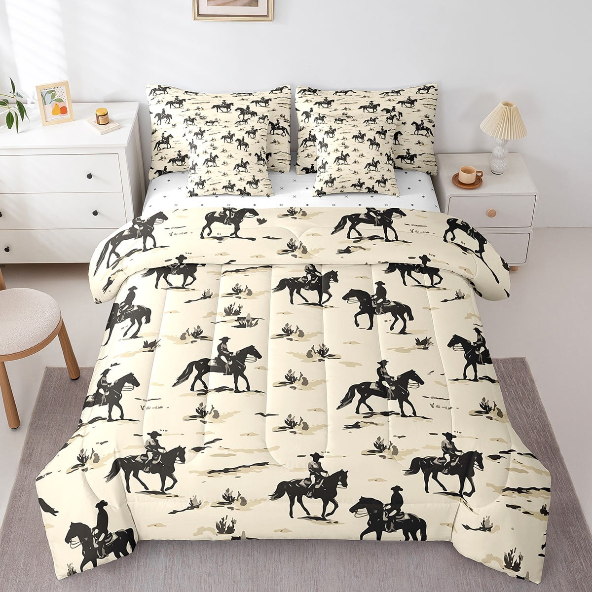 Erosebridal Tribal Horse Bedding Sets King Size, Cowgirl Desert ...