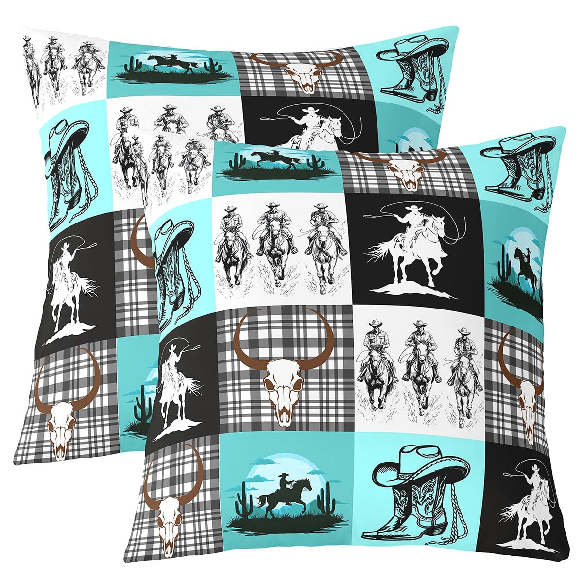 Erosebridal Tribal Skeleton Cushion Covers for Sofa Set of 2, Cowboy ...