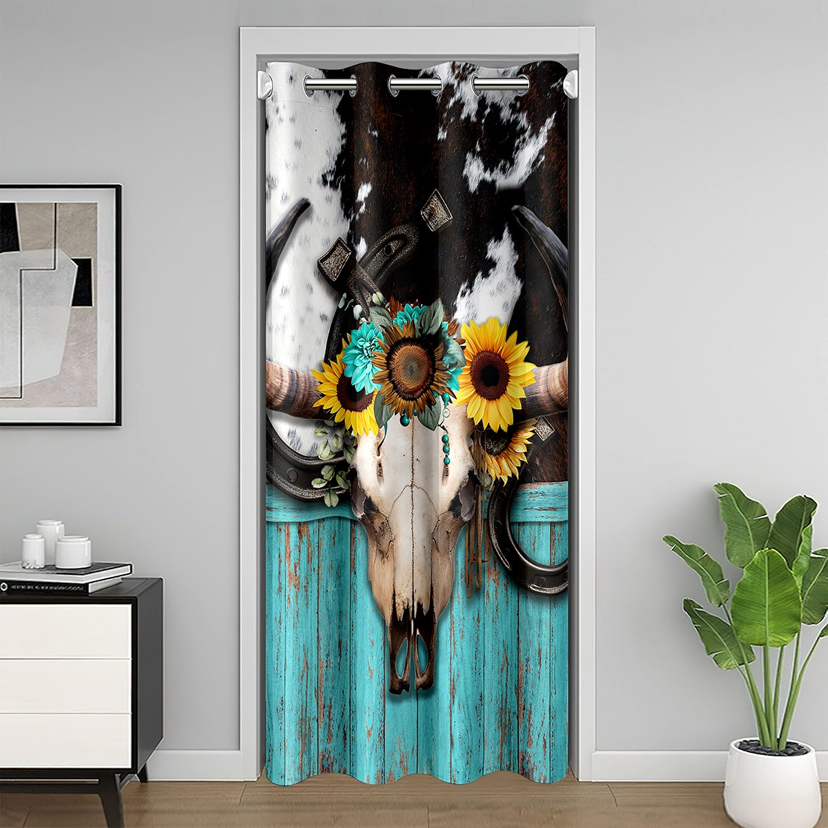 Erosebridal Tribal Skeleton Door Curtain Panel 52x80, Rustic Sheep ...