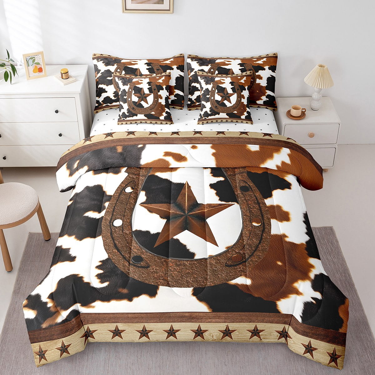 Erosebridal Tribal Texas Stars Bedding Sets Queen Size, Rustic Cow ...