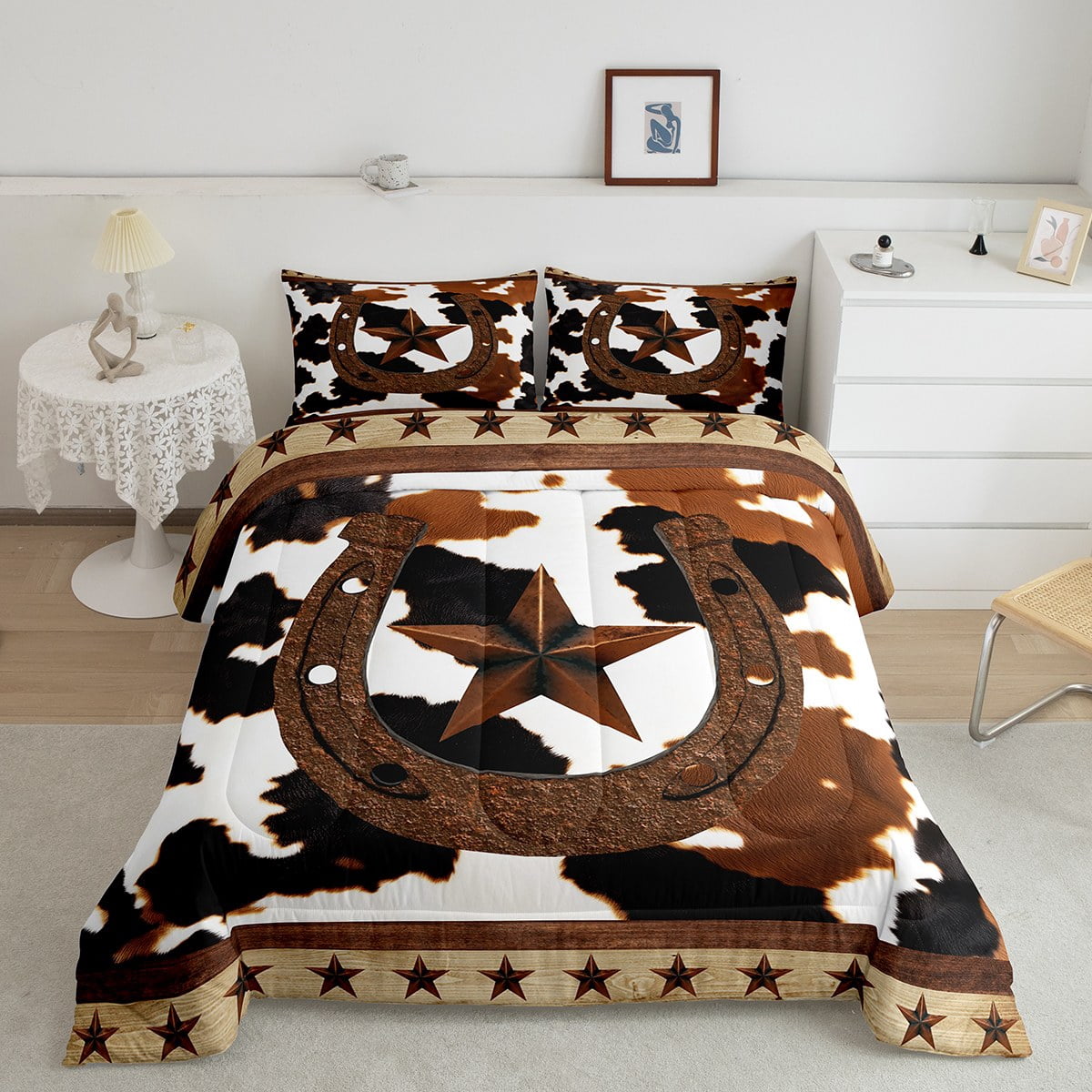 Erosebridal Tribal Texas Stars Comforter Sets Full Size, Rustic Cow ...