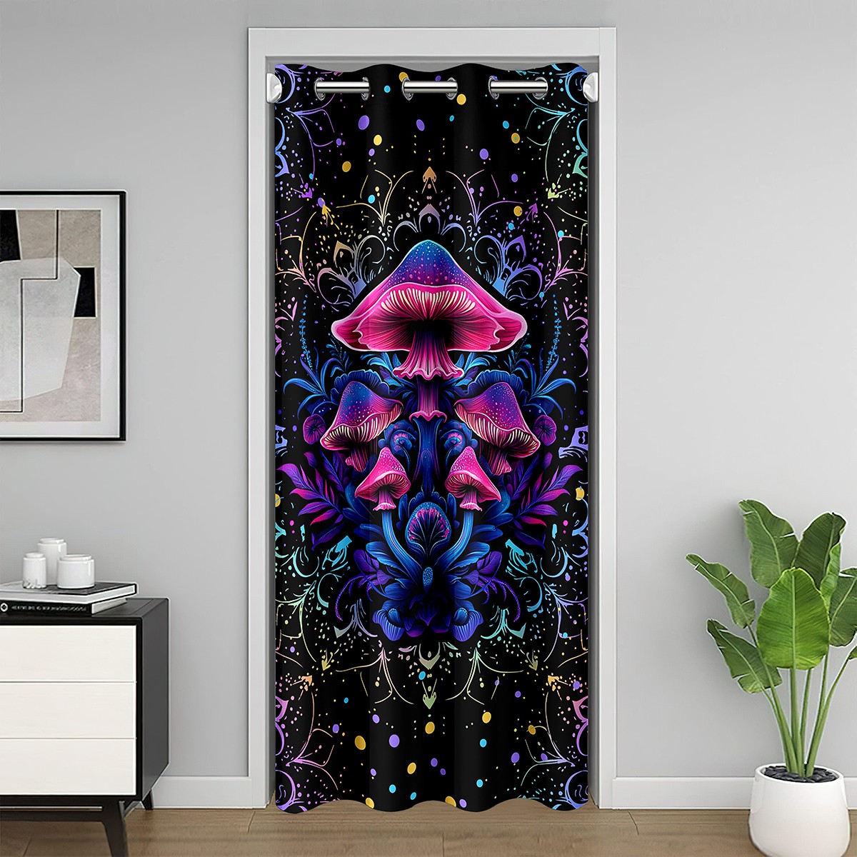 Erosebridal Trippy Mushroom Door Curtain for Doorway Privacy,Bohemia ...