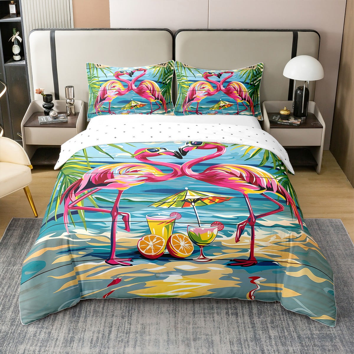 Erosebridal Tropic Flamingo 100% Cotton Duvet Cover Full Size, Summer ...