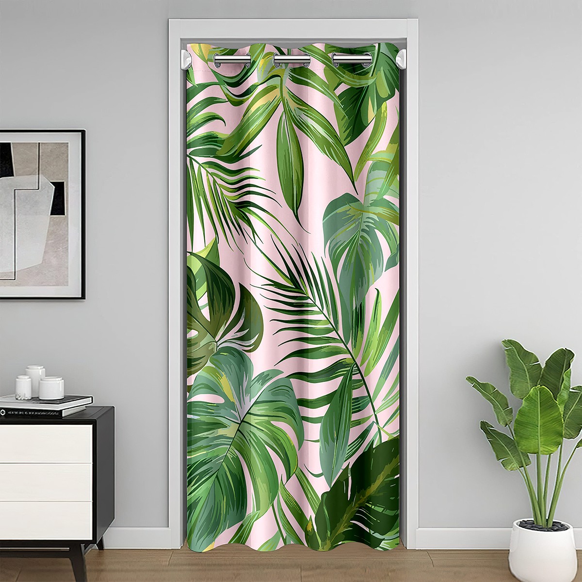 Erosebridal Tropic Leaf Door Curtain For Door Window 34x80, Palm Leaves ...