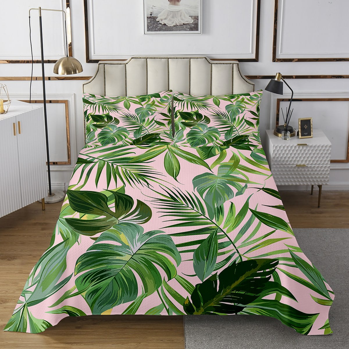 Erosebridal Tropic Leaf Quilt Sets for Queen Size Bed, Palm Leaves Bed ...