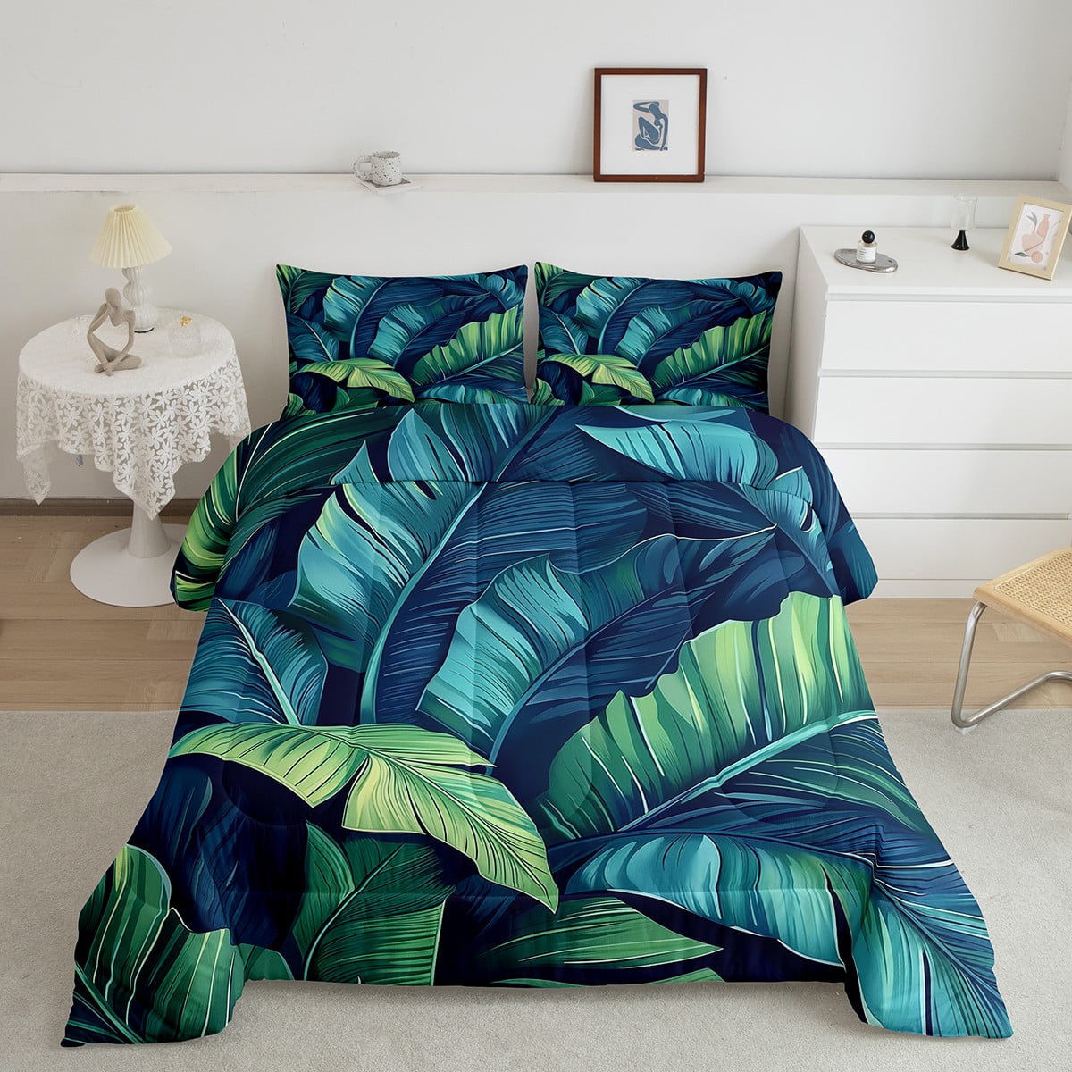 Erosebridal Tropic Palm Bedding Full Comforter Set, Botanical Leaf Down ...