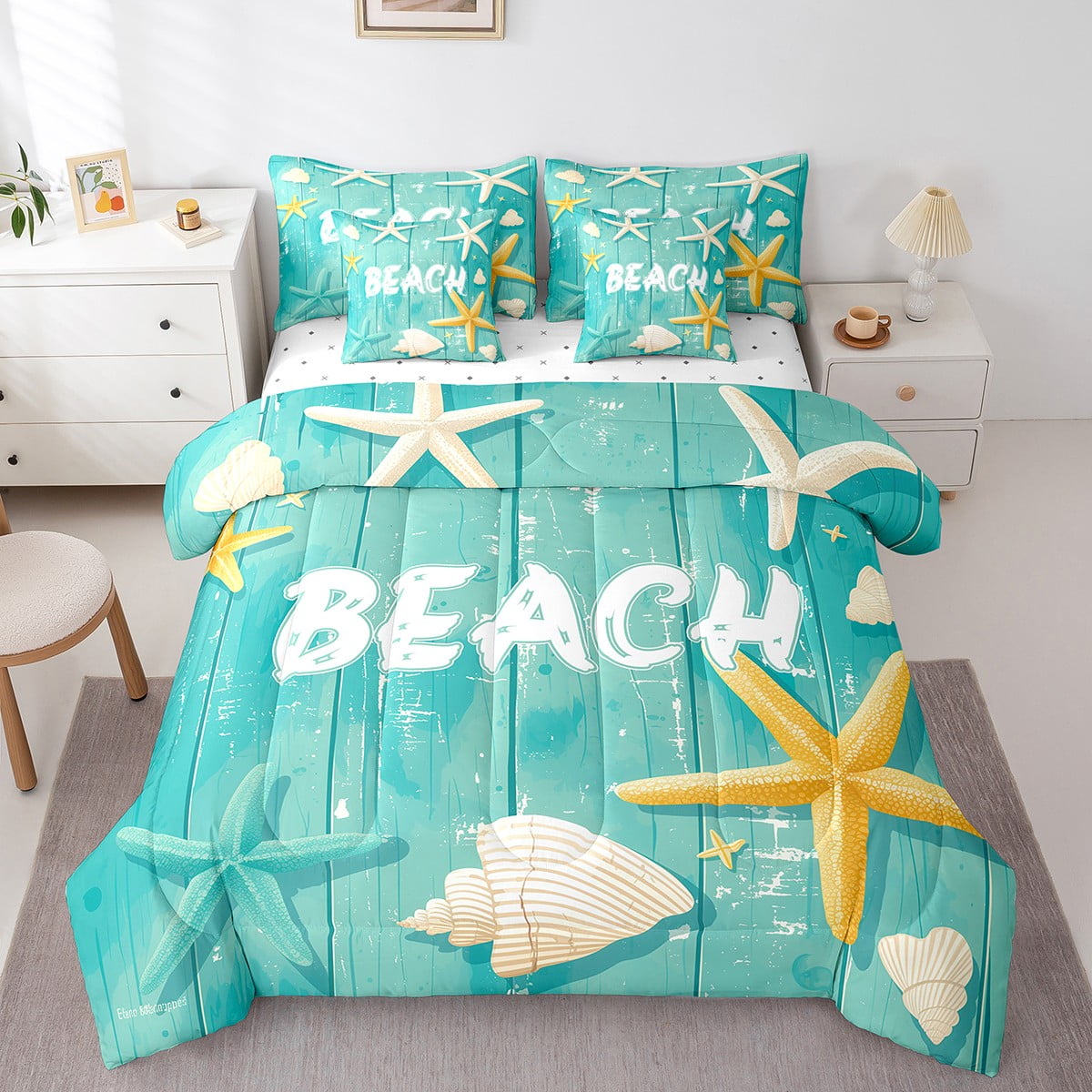 Erosebridal Tropical Beach Bed in a Bag King size, Starfish Conch ...