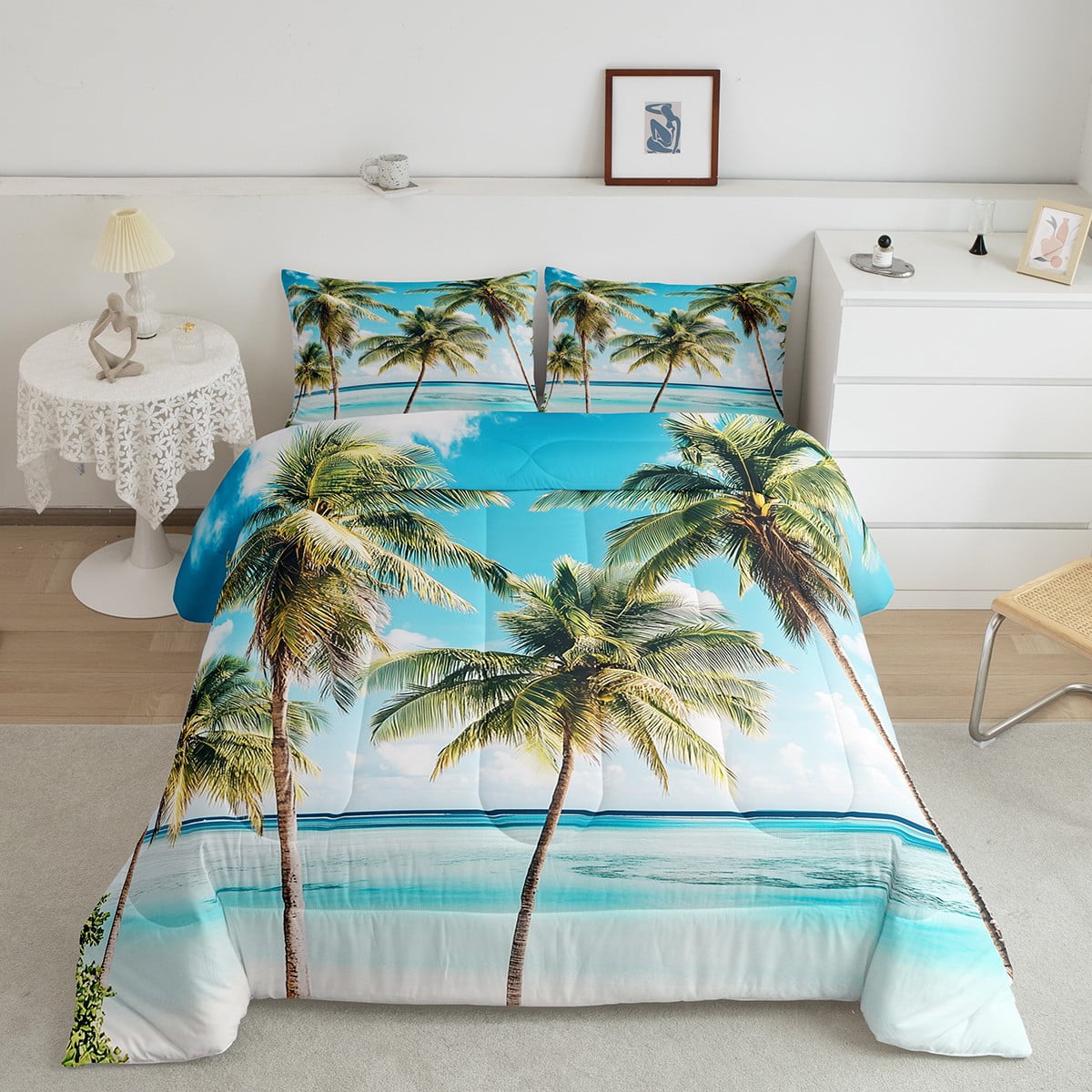Erosebridal Tropical Beach Comforter Sets Full Size, Ocean Wave Palm ...