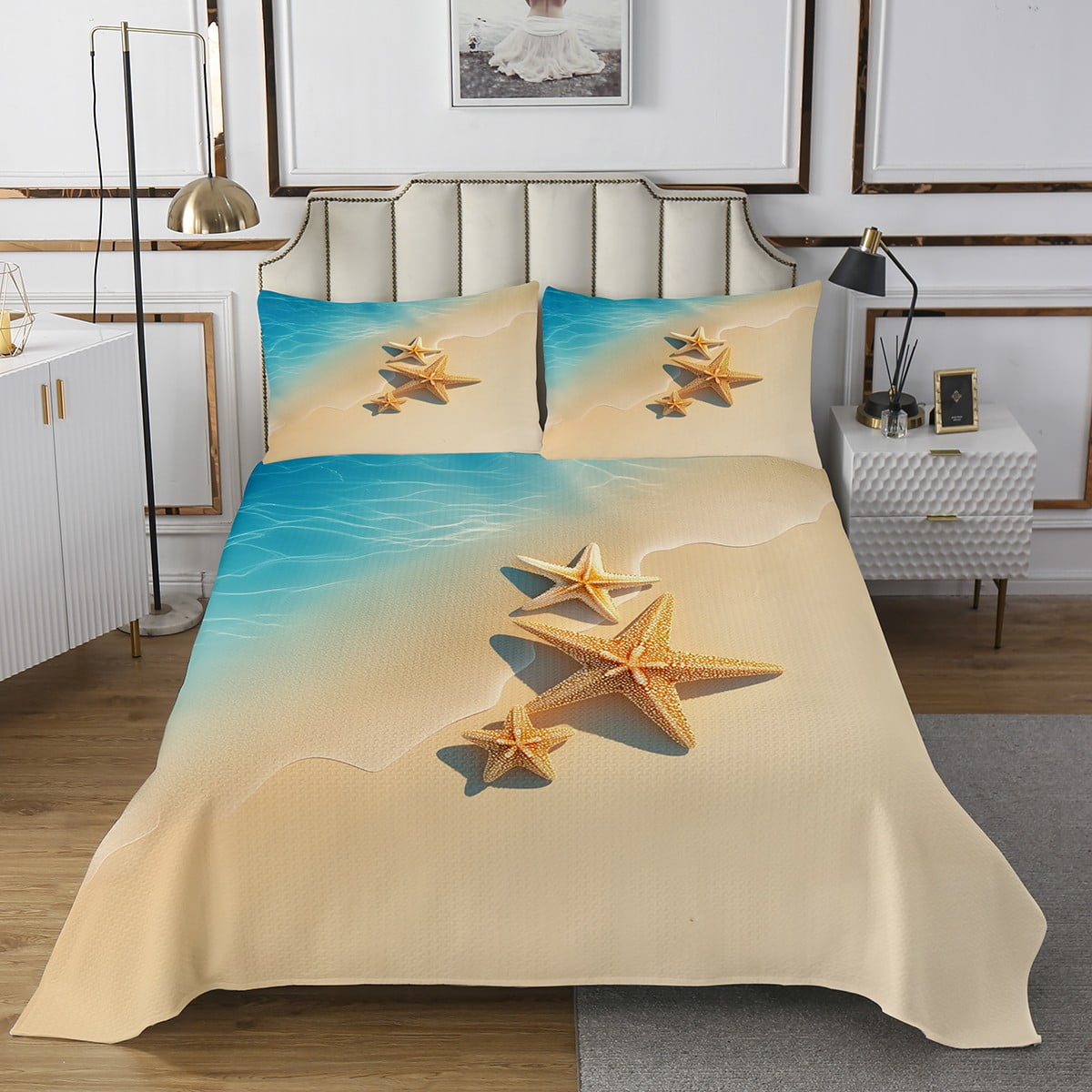 Erosebridal Tropical Beach Themed Coverlet Set King, Marine Starfish ...