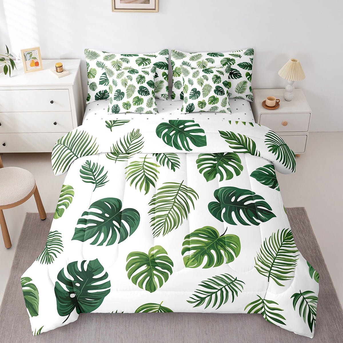 Erosebridal Tropical Leaves Bed in a Bag Full size,Botanical Palm Tree ...
