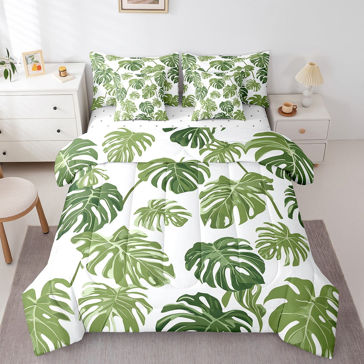 Erosebridal Tropical Leaves Bedding Queen Size,Botanical Palm Tree ...