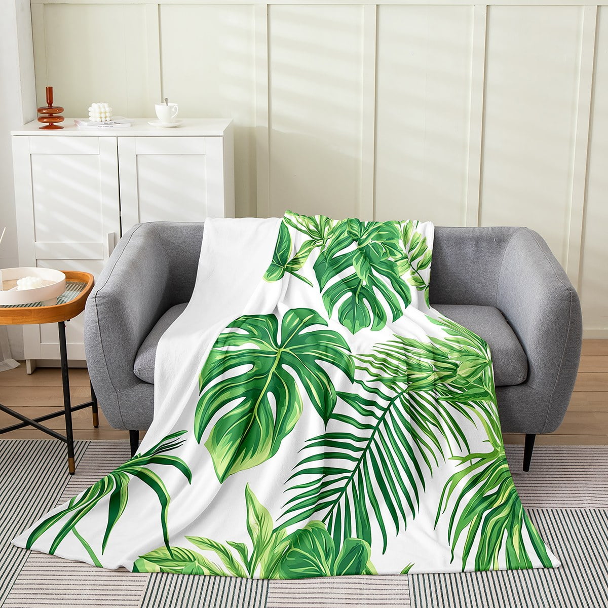 Erosebridal Tropical Leaves Sherpa Blanket 50x60,Tropical Plants Fuzzy ...