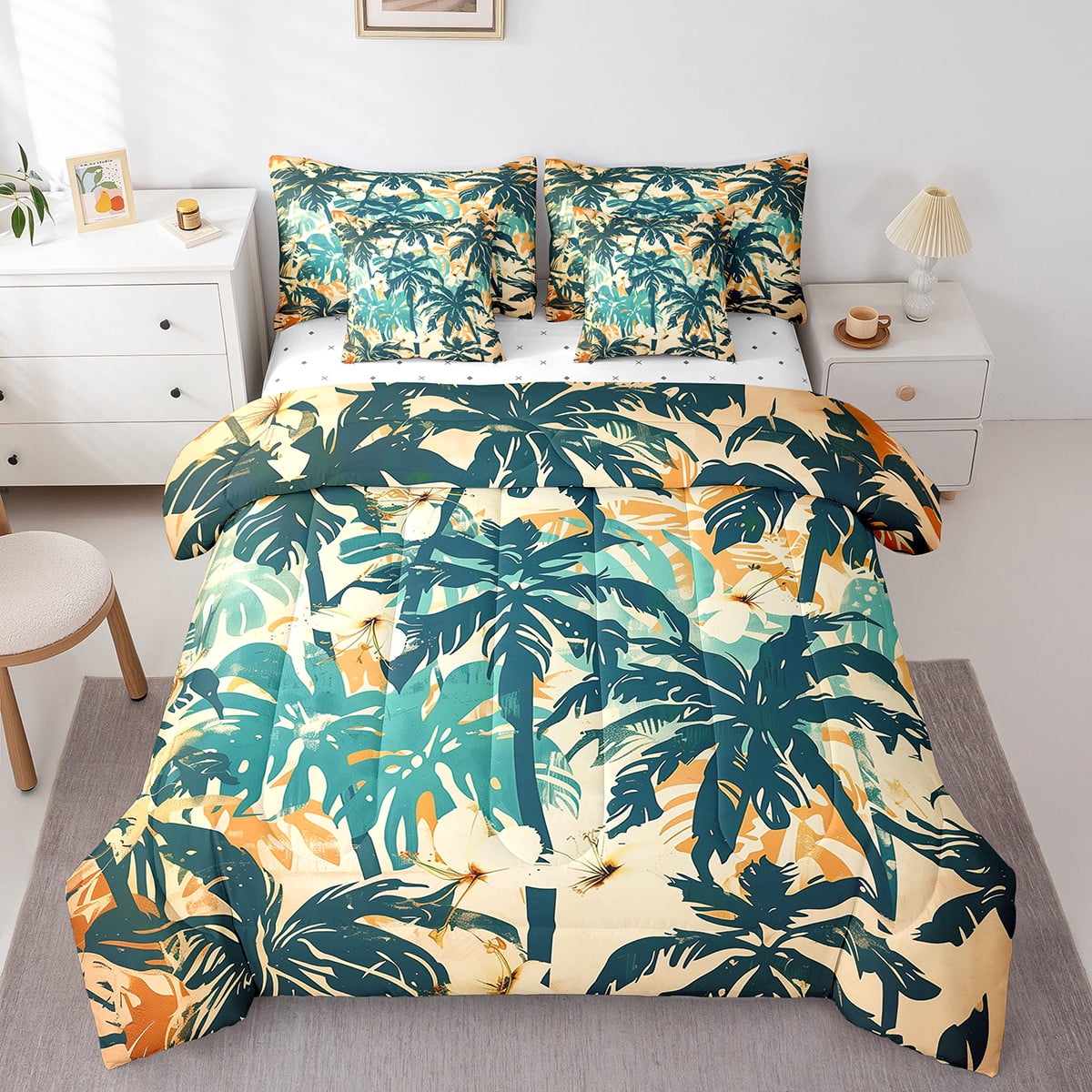Erosebridal Tropical Palm Bedding Sets Full Size, Coconut Tree ...