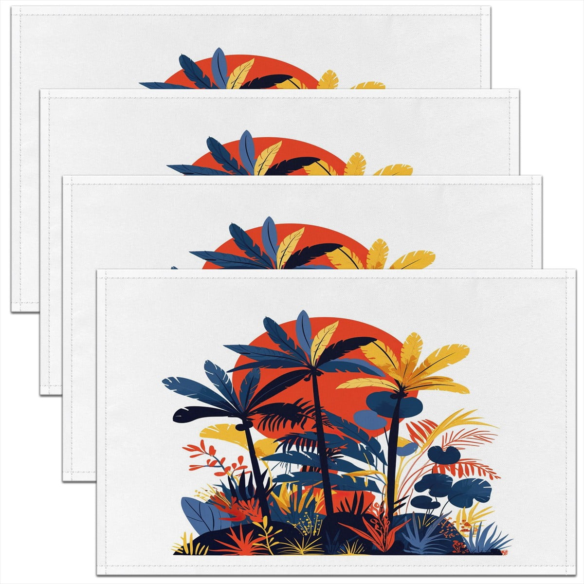 Erosebridal Tropical Plant Place Mats Set of 4 for in Door Dinning ...