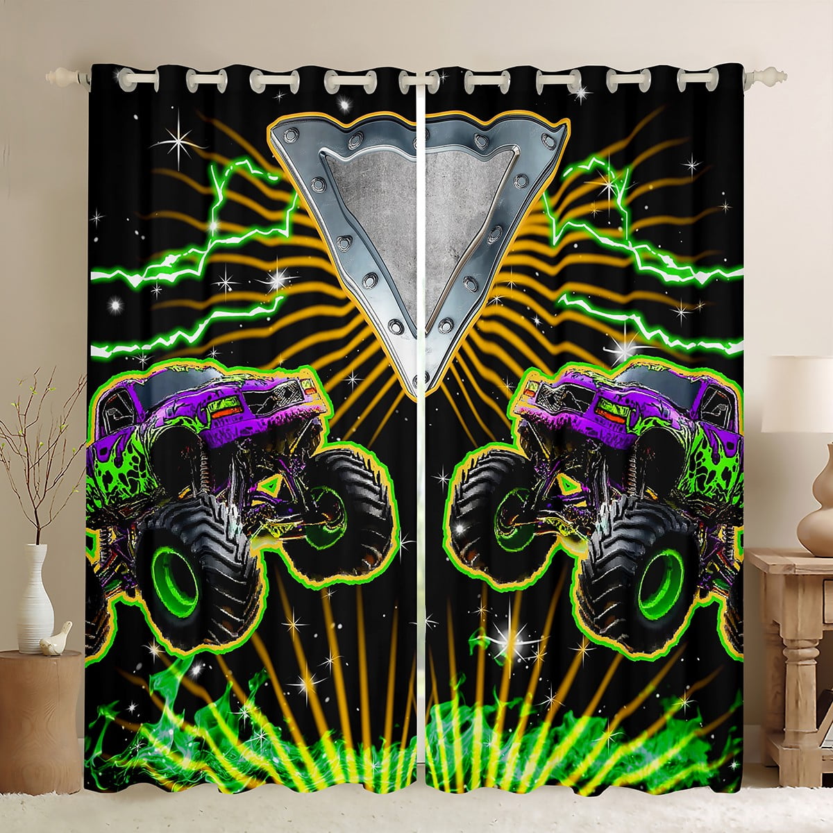 Erosebridal Truck Curtain,Neon Green Car Window Curtain (42Wx90L) inch ...