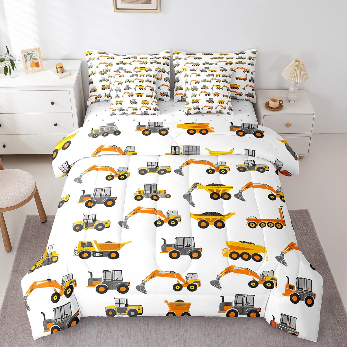 Erosebridal Truck Excavator Bedding Sets Full Size, Construction ...