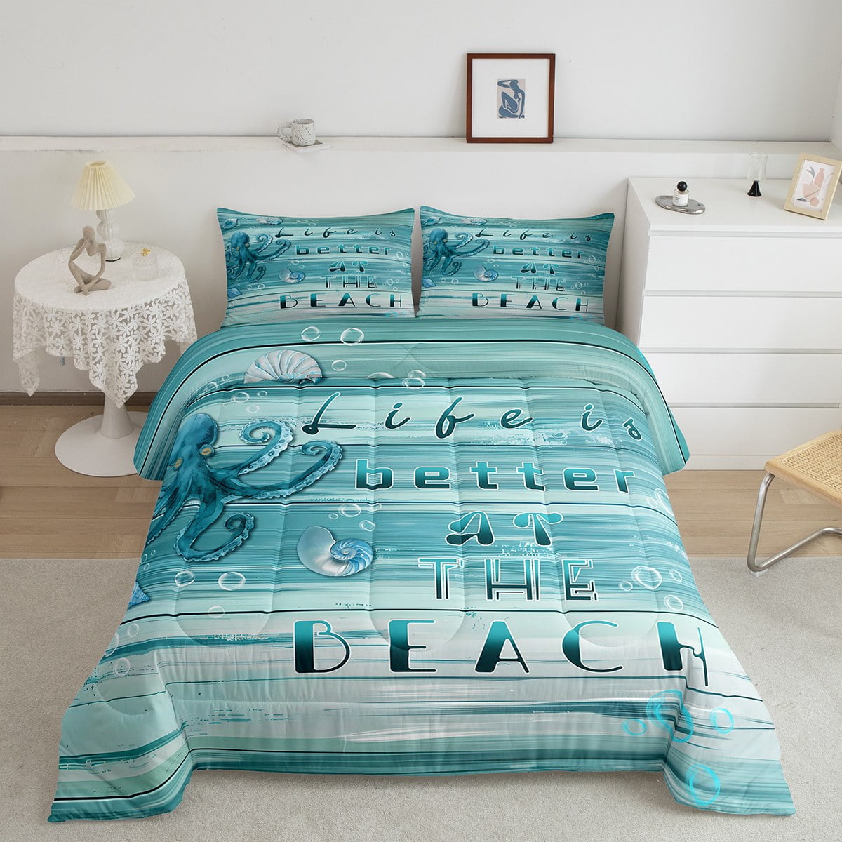 Erosebridal Turtuoise Ocean Bedding Full Comforter Set, Coastal Beach ...