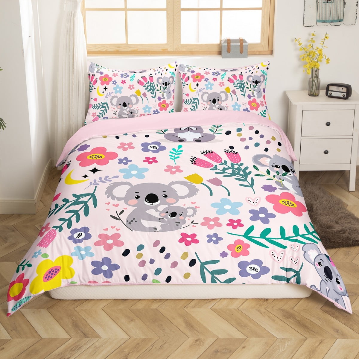 Erosebridal Twin Koala Duvet Cover,Cartoon Animal Bedding Set,Lovely ...