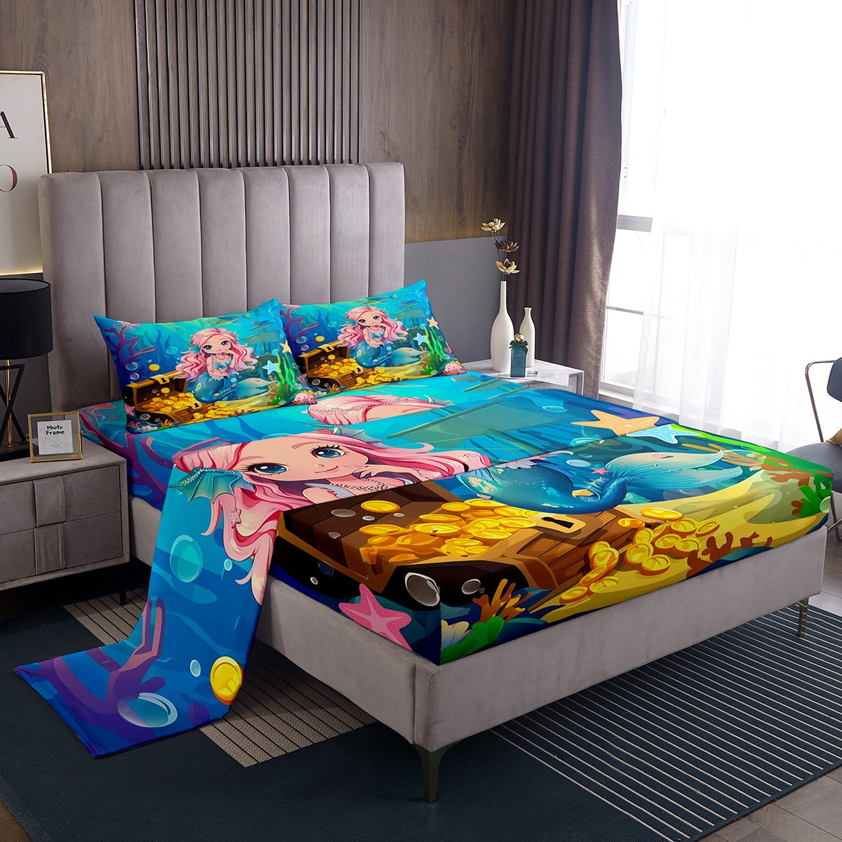 Erosebridal Twin Mermaid Bed Set ,Kawaii Mermaid Princess Bed Sheets ...
