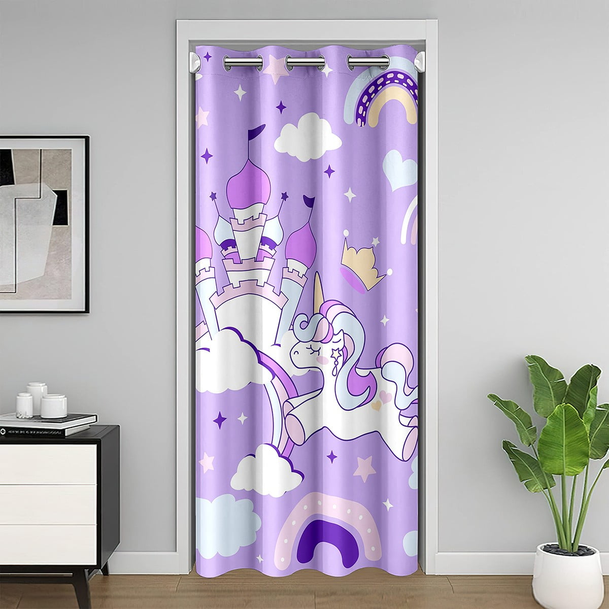 Erosebridal Unicorn Castle Door Curtain For Door Window 80"x34",Stars ...