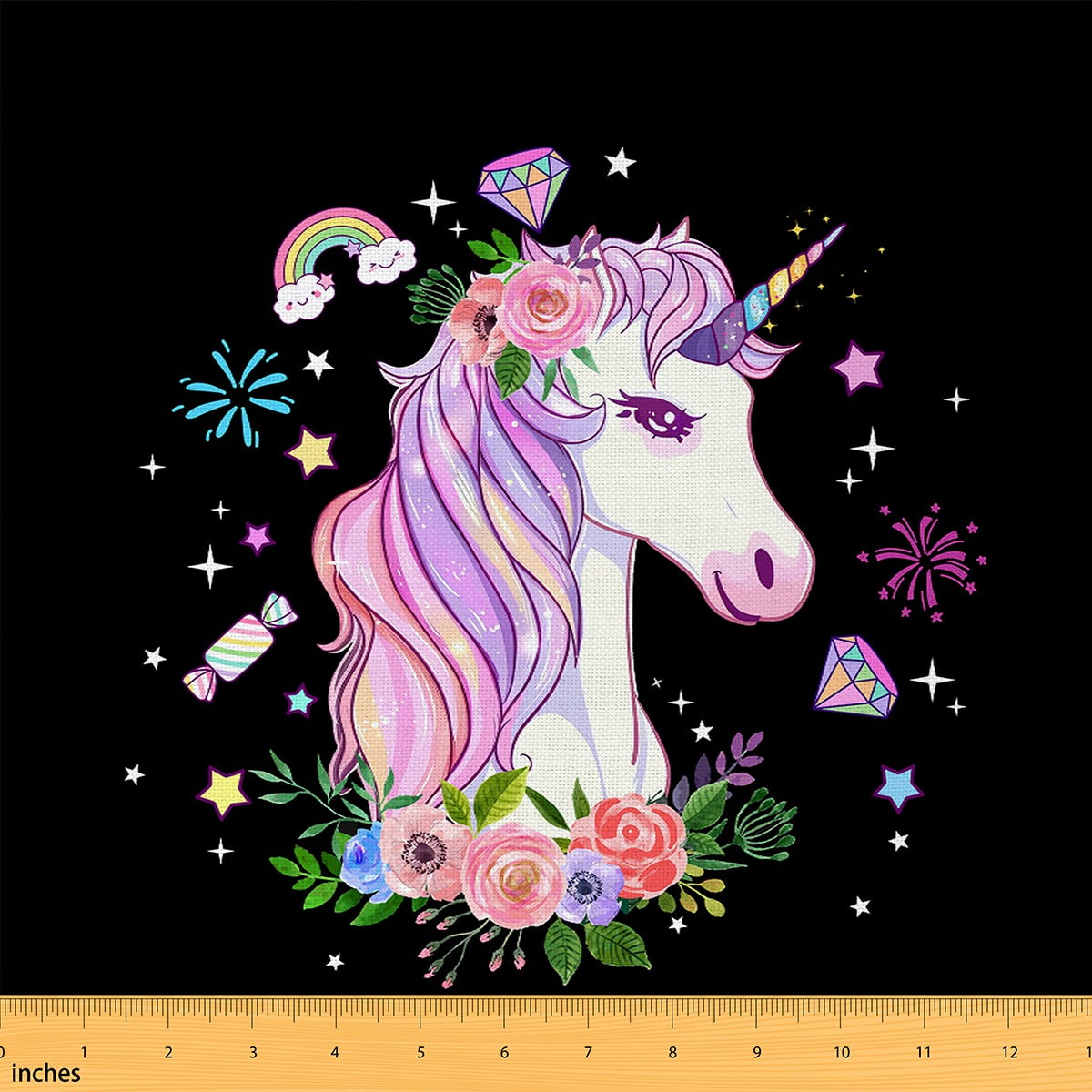 Erosebridal Unicorn Floral Upholstery Fabric by the Yard,Romantic Rose ...