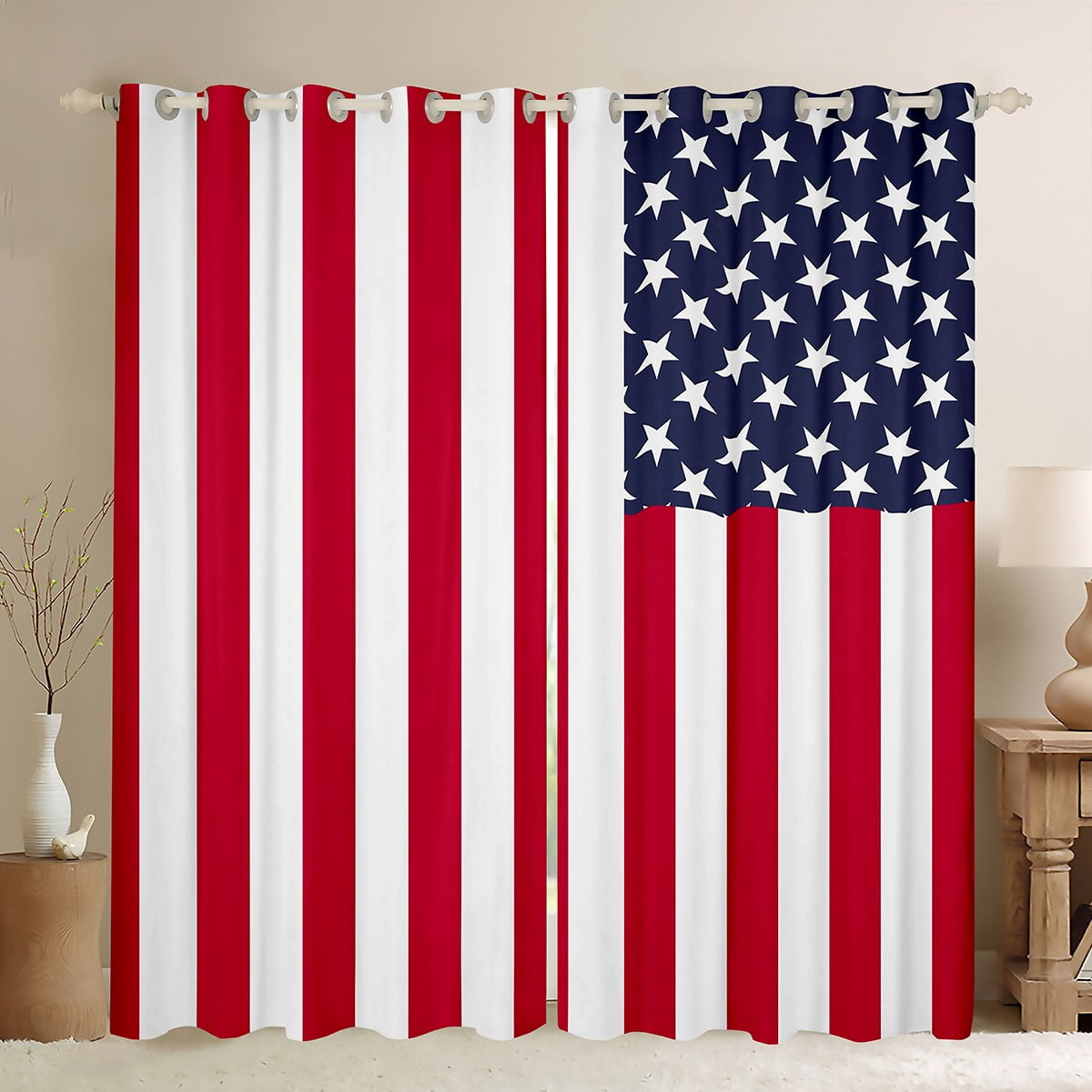 Erosebridal Usa Flag Curtains for Living Room (42Wx84L),American Flag Curtains and Drapes ...