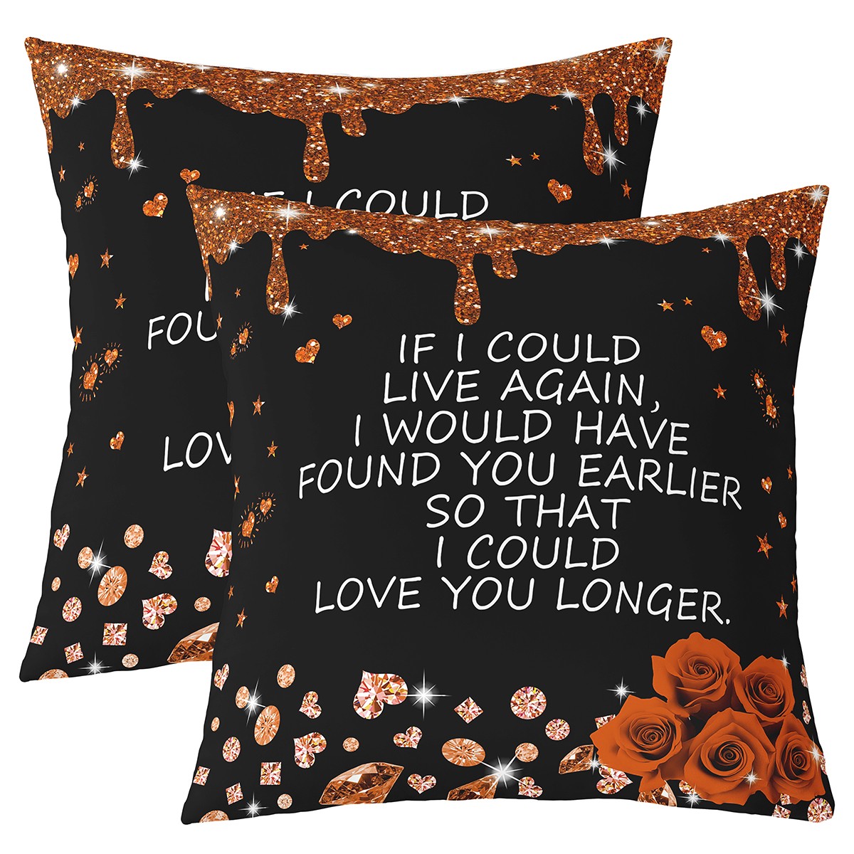 Erosebridal Valentine's Day Anniversary Pack of 2 Cushion Cases Black ...