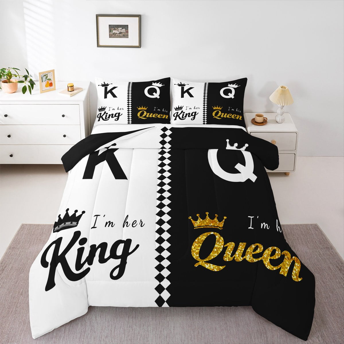 Erosebridal Valentines Day Bedding King Comforter Set, Princess Crown ...