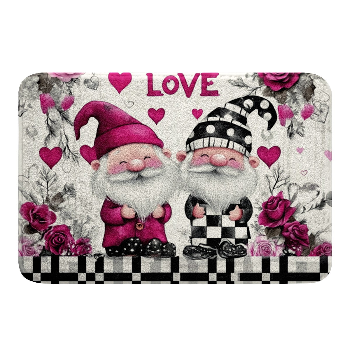 Erosebridal Valentines Gnome Bathroom Rugs, Romantic Rose Love Hearts ...