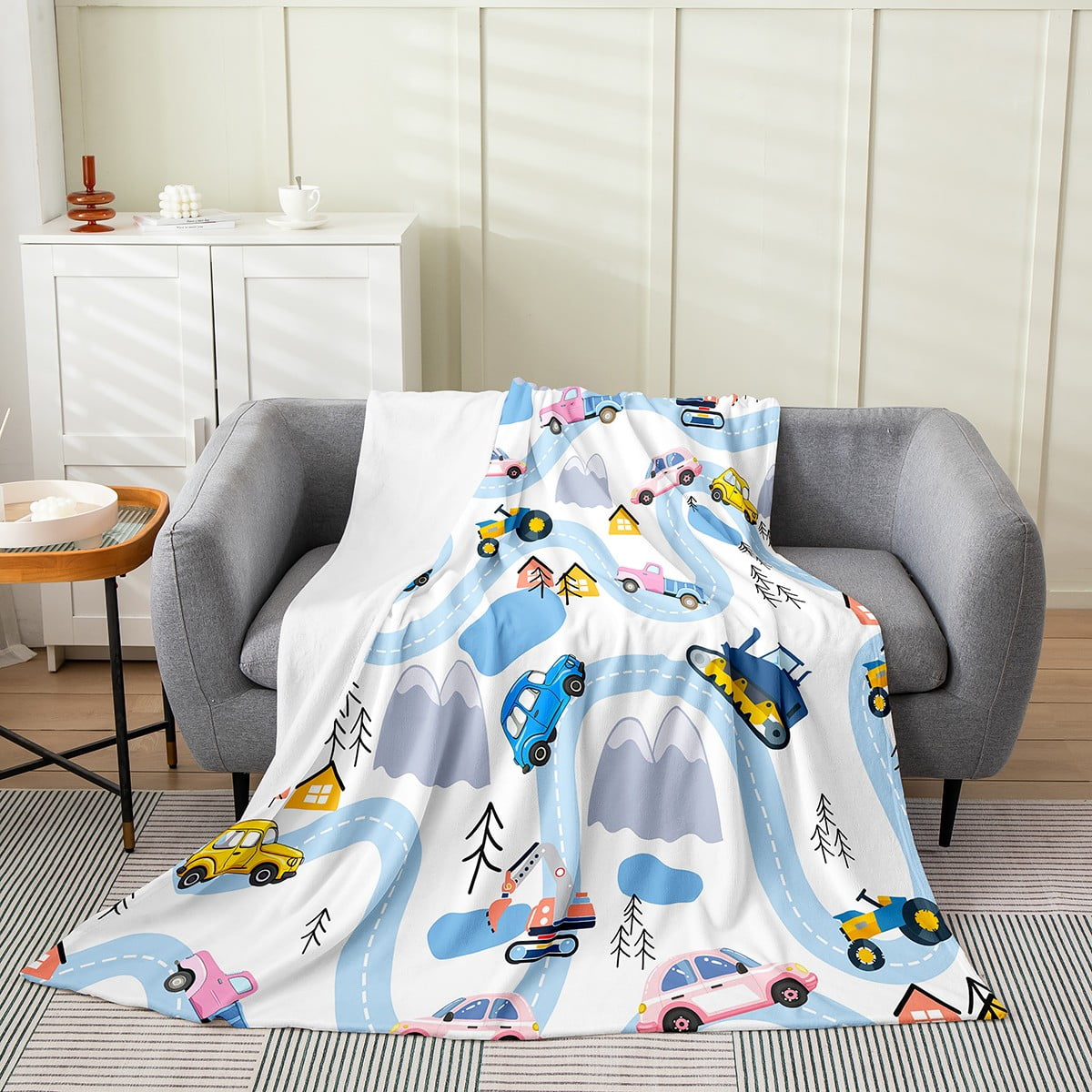 Erosebridal Vehicle Car Throw Blanket for Couch, Street Line Sherpa ...