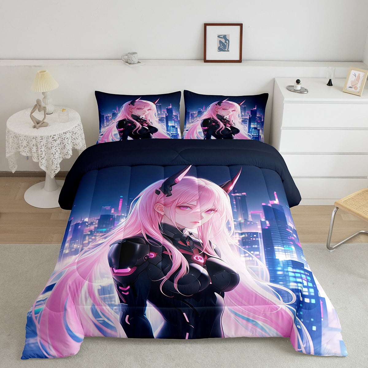 Erosebridal Vibrant Anime Comforter Sets Full Size, Gradient Neon ...