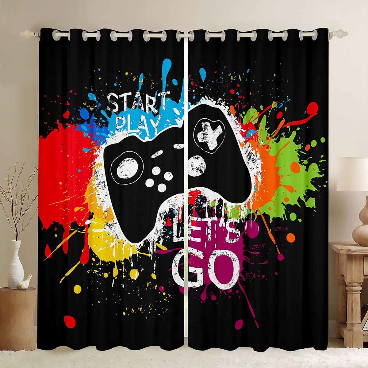 Erosebridal Video Game Curtains for Living Room Teens, Gaming Gamer ...