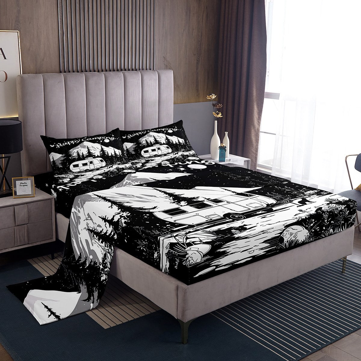 Erosebridal Vintage Camping Full Sheet Sets, Rustic Farmhouse Bedding ...